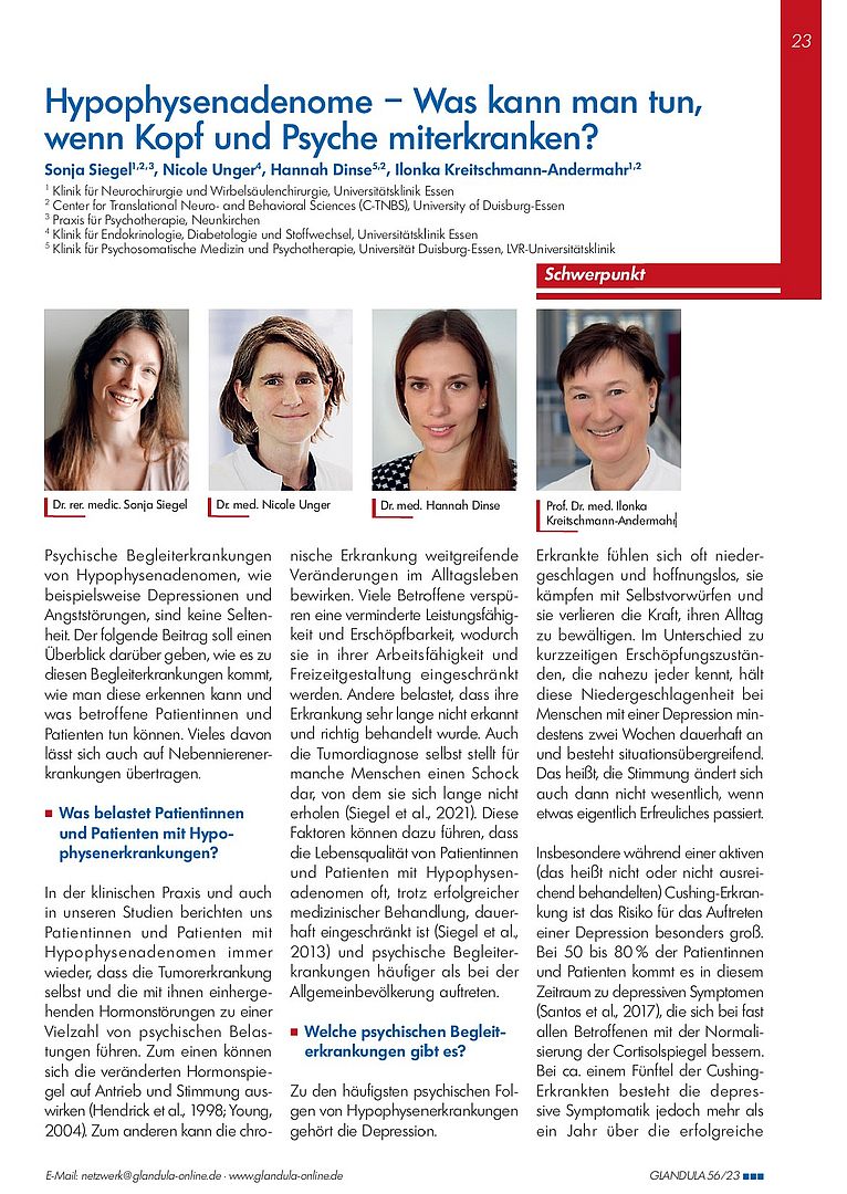 Glandula Online: Leseprobe aus der GLANDULA: "Hypophysenadenome und Psyche"